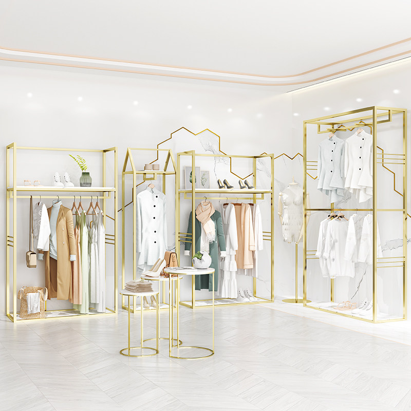 Yuanna clothing store display rack floor-standing double-layer hanger ...