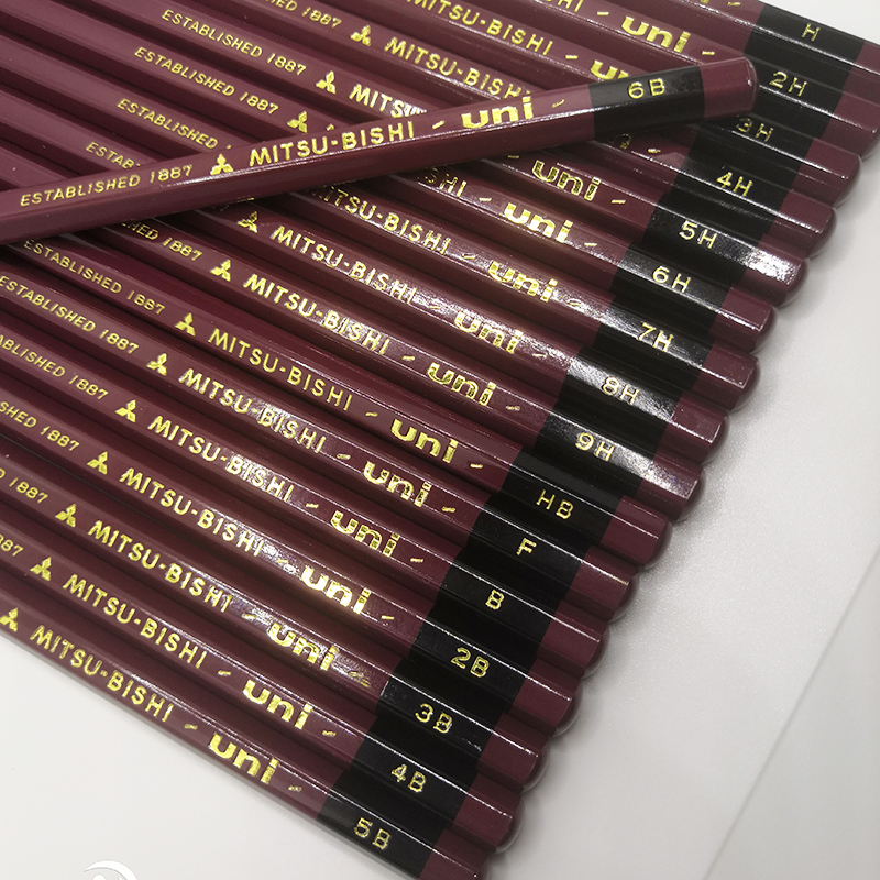 日本uni三菱1887硬度測試鉛筆6B-9H素描日常寫作業素描繪圖2B考試