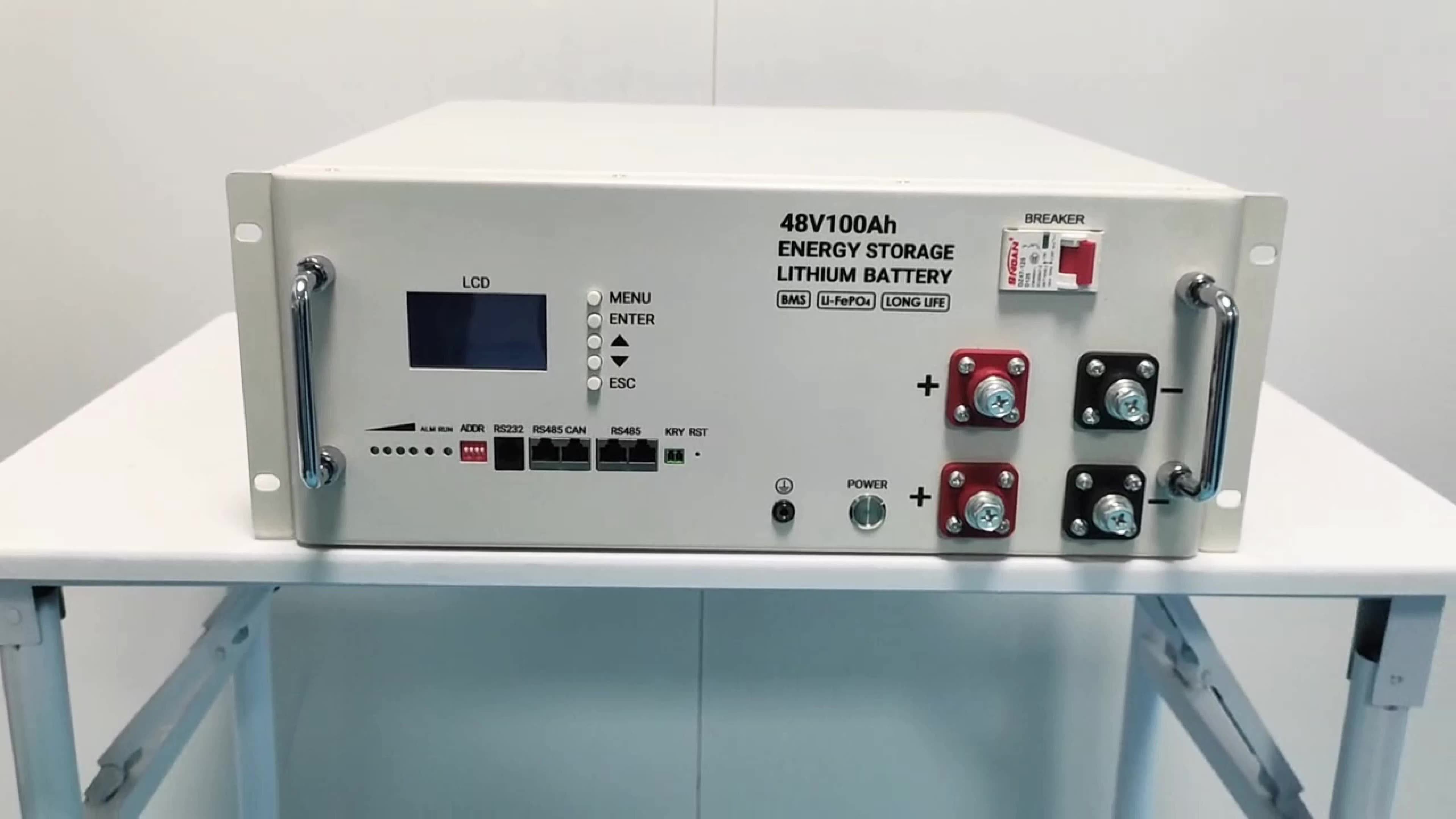 Rack Mounted Lfp Battery 100ah Lifepo4 48v Battery Pack With Bms ...