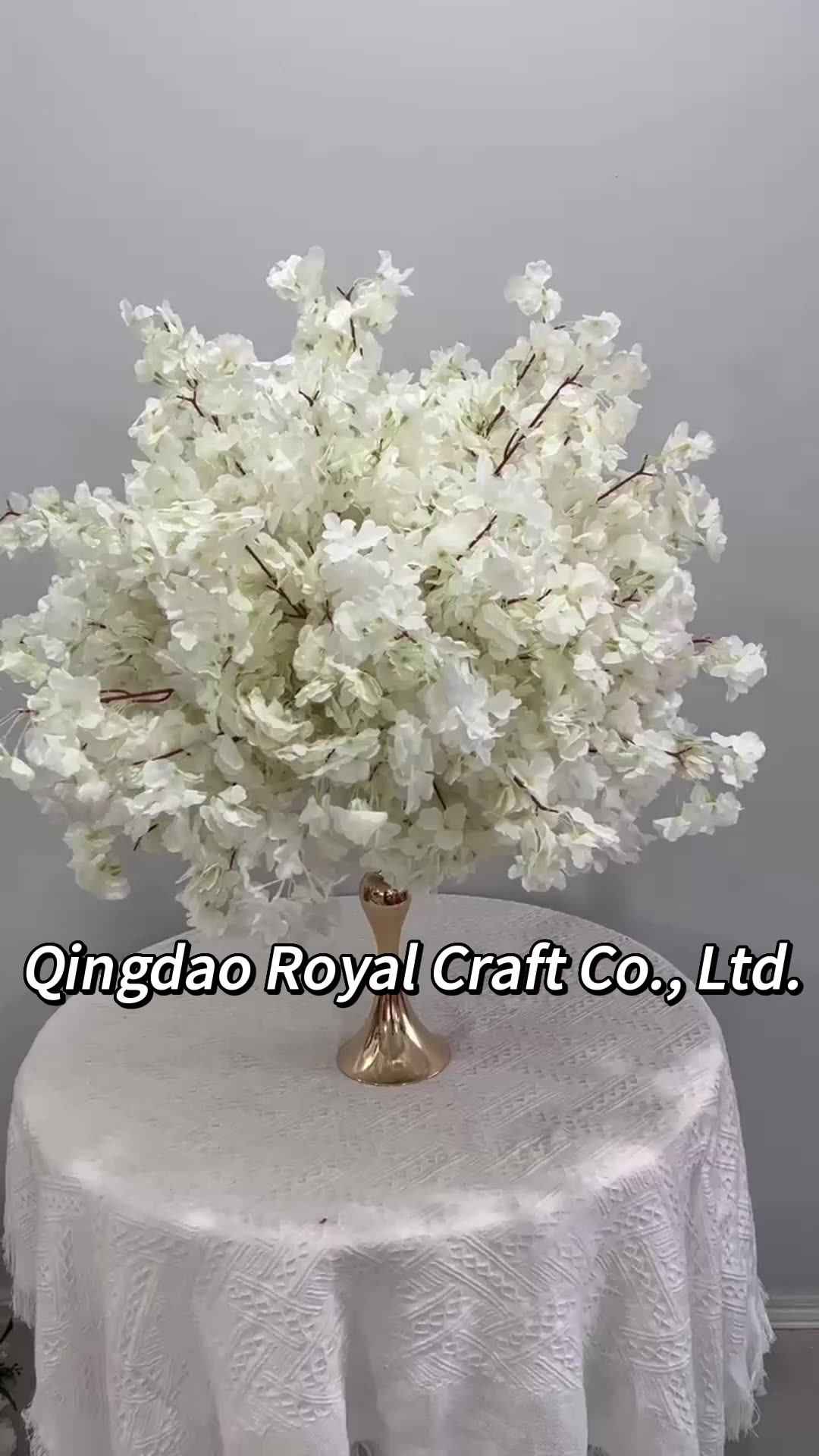 Oem Silk Artificial White Rose Baby Breath Greenery Flower Ball Centerpiece For Wedding New Year ...