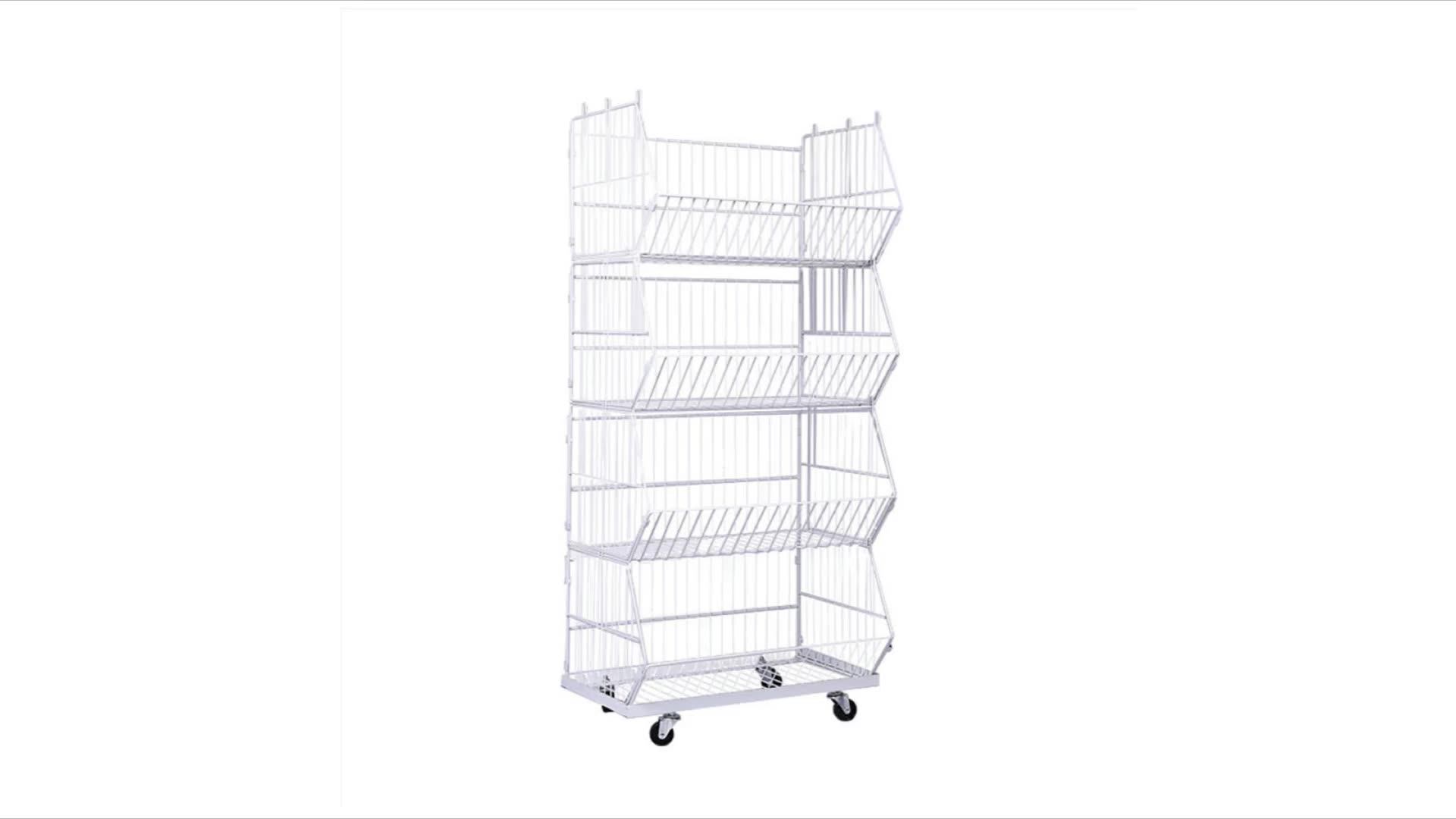Supermarket Retail Pos Display Rack Metal Material Floor Stand Basket ...