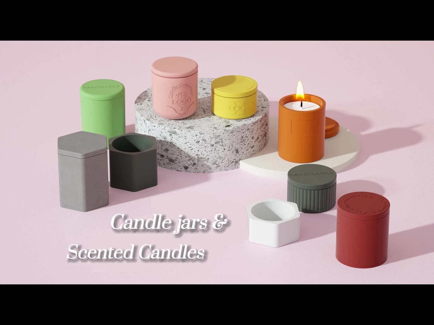 Islamic Style Concrete Candle Jars Custom Luxury Cement Candle Vessels ...