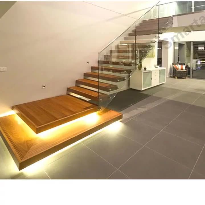 U-shape Staircase With Wood Steps/newell Stair/steel Wood Staircase ...