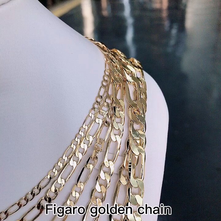 Cuban Link Chain 18k Gold Pave Cut Figaro Link Chain 3mm 4mm 5mm 6mm ...