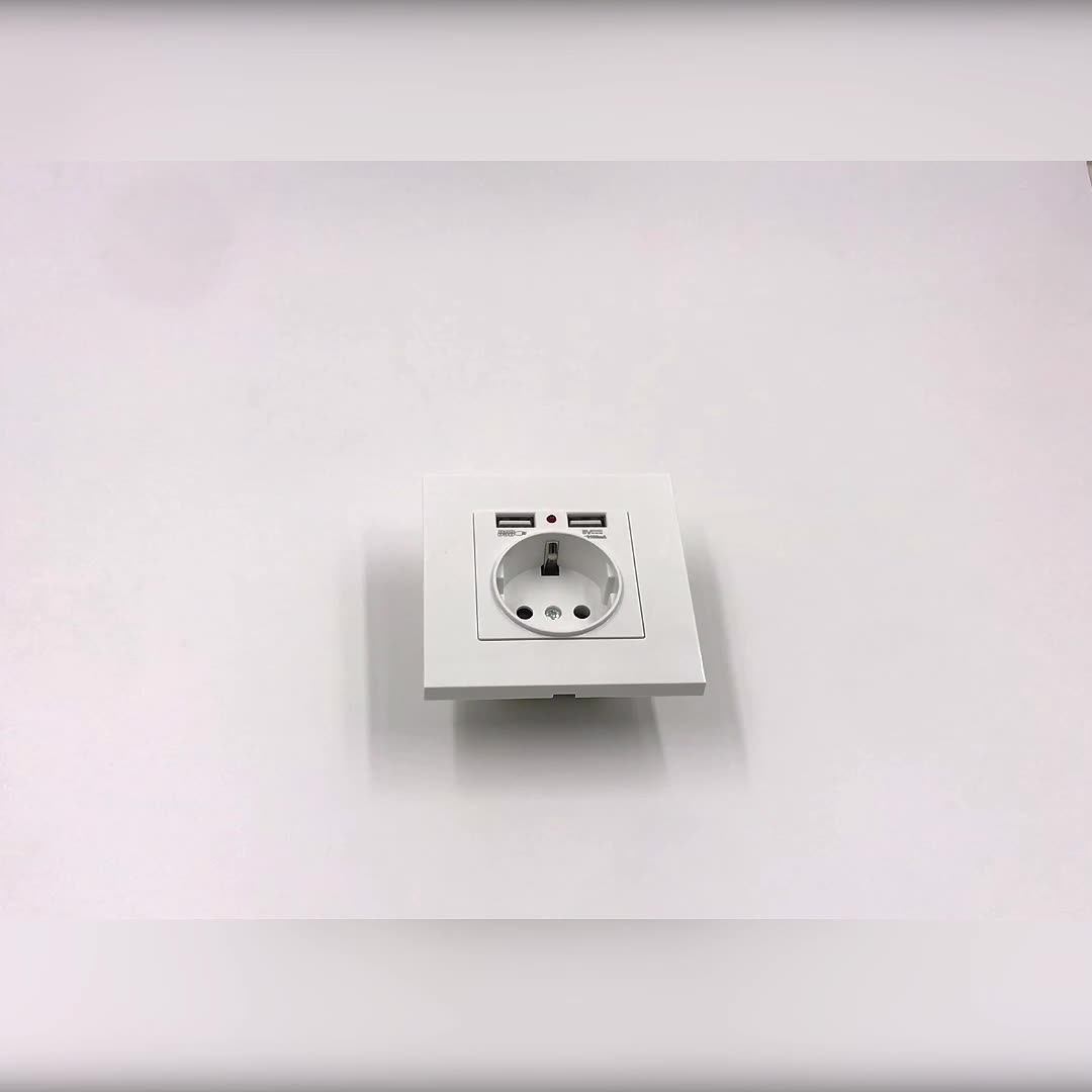 Eu Standard Wall Schuko Socket With Double 5v 2.1a Usb Type C Charger ...