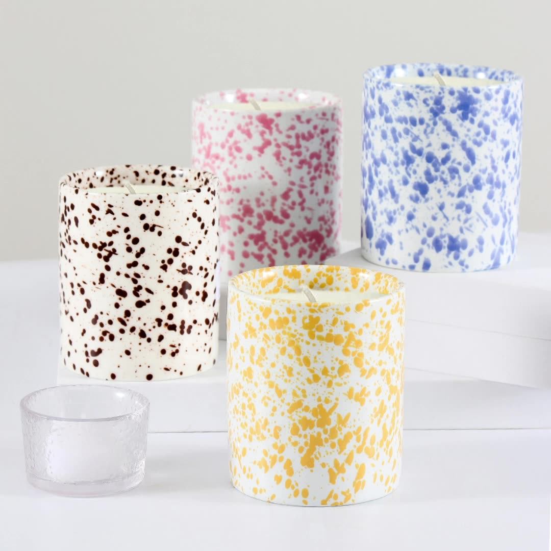 Cylinder Splatter Paint Ceramic Candle Vessels Sprinkles Candle Jar ...