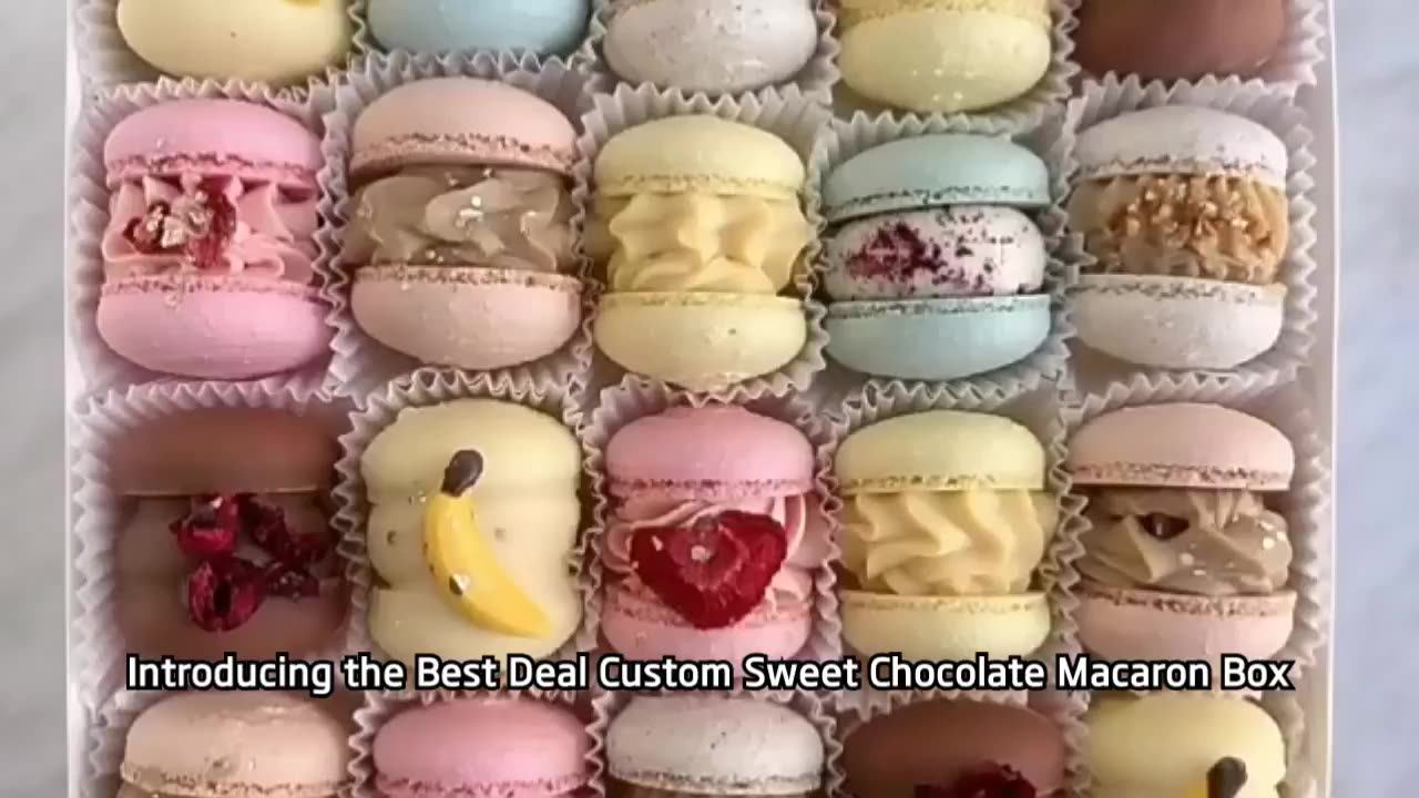 Factory Newly Design Long Rectangle White Kraft Paper Handmade Macaron Chocolate Folding Boxes ...