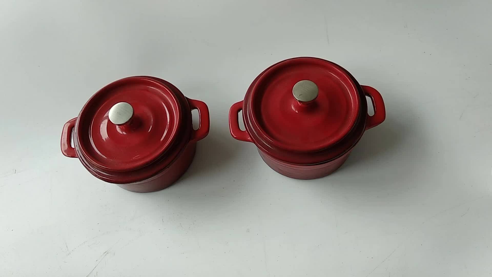 Red Round Enamel Cast Iron Mini Casserole Pot - Buy Mini Colorful Cast ...