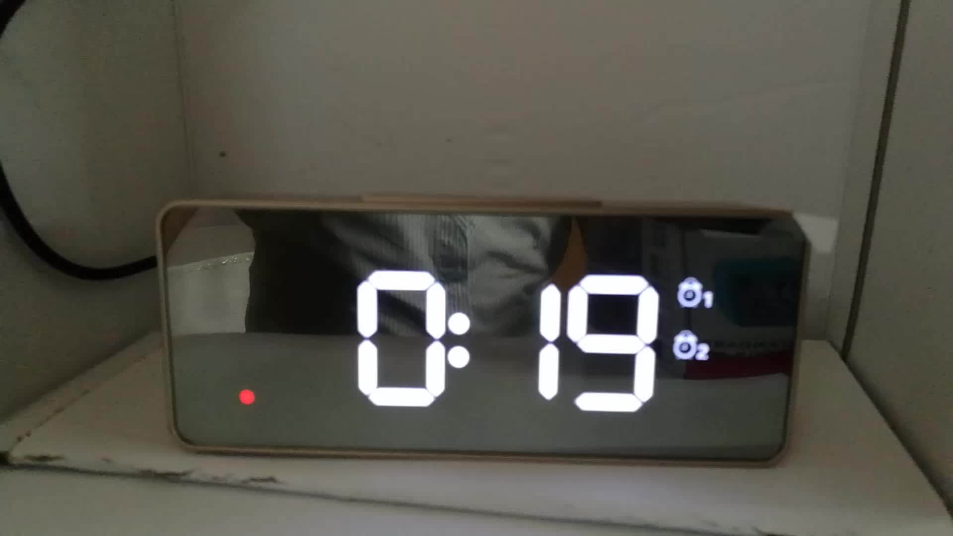 Rechargeable Led Digital Display Table Music Alarm Clock With Mirror ...