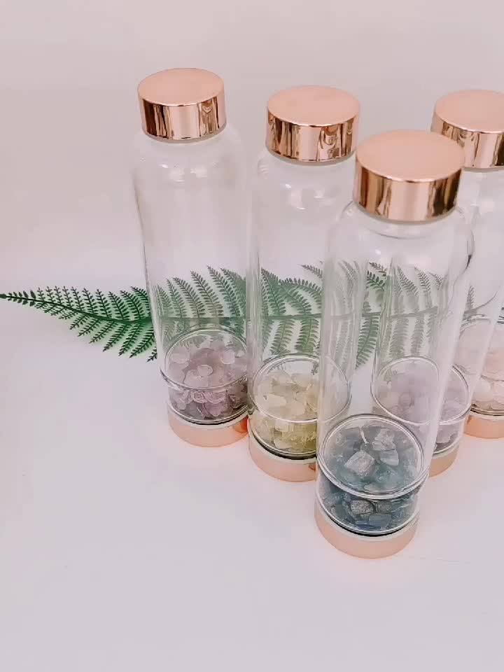 Natural Crystal Energy Gem Stone Elixir Water Bottle Rose Gold Bottle ...