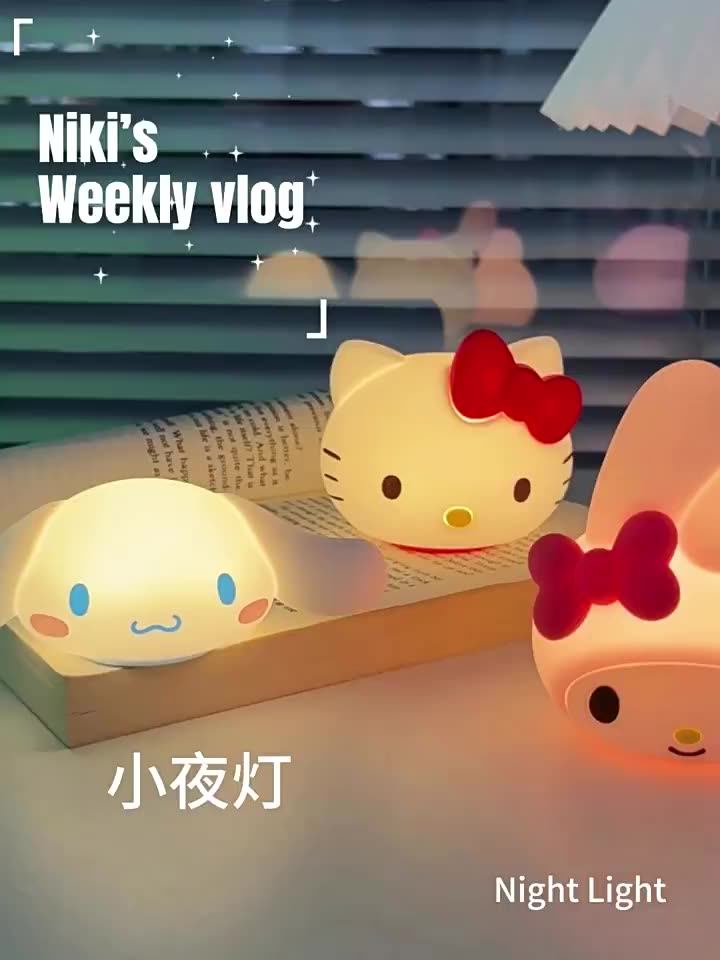 Sanrio Kawaii Night Light Cinnamon Kuromi Melody Anime Figures Lamp ...