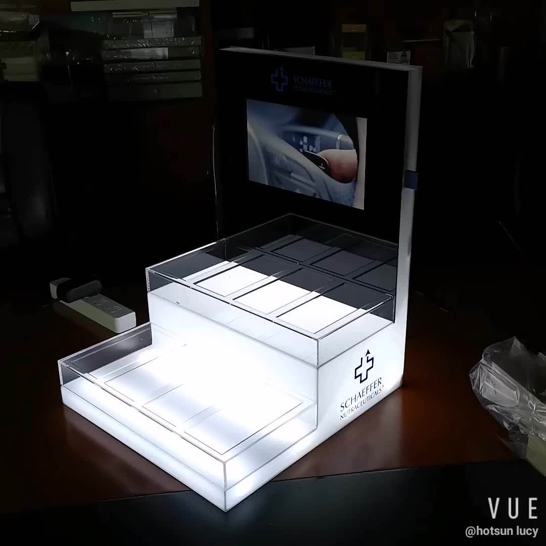 Light Up Counter Top Led Acrylic Display Custom 11" Lcd Screen Cosmetic ...