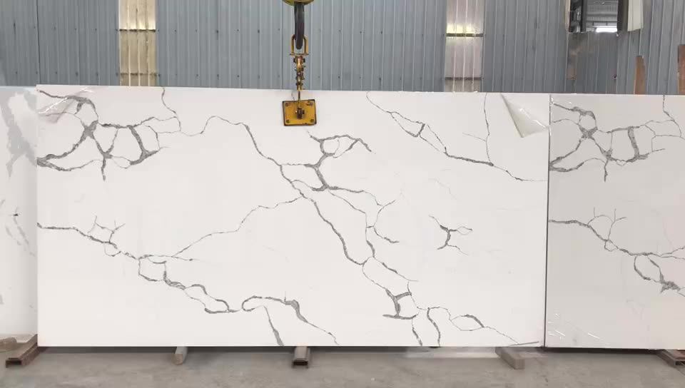 Venus Calacatta White Quartz Stone Slab Artificial Quartz Stone For ...