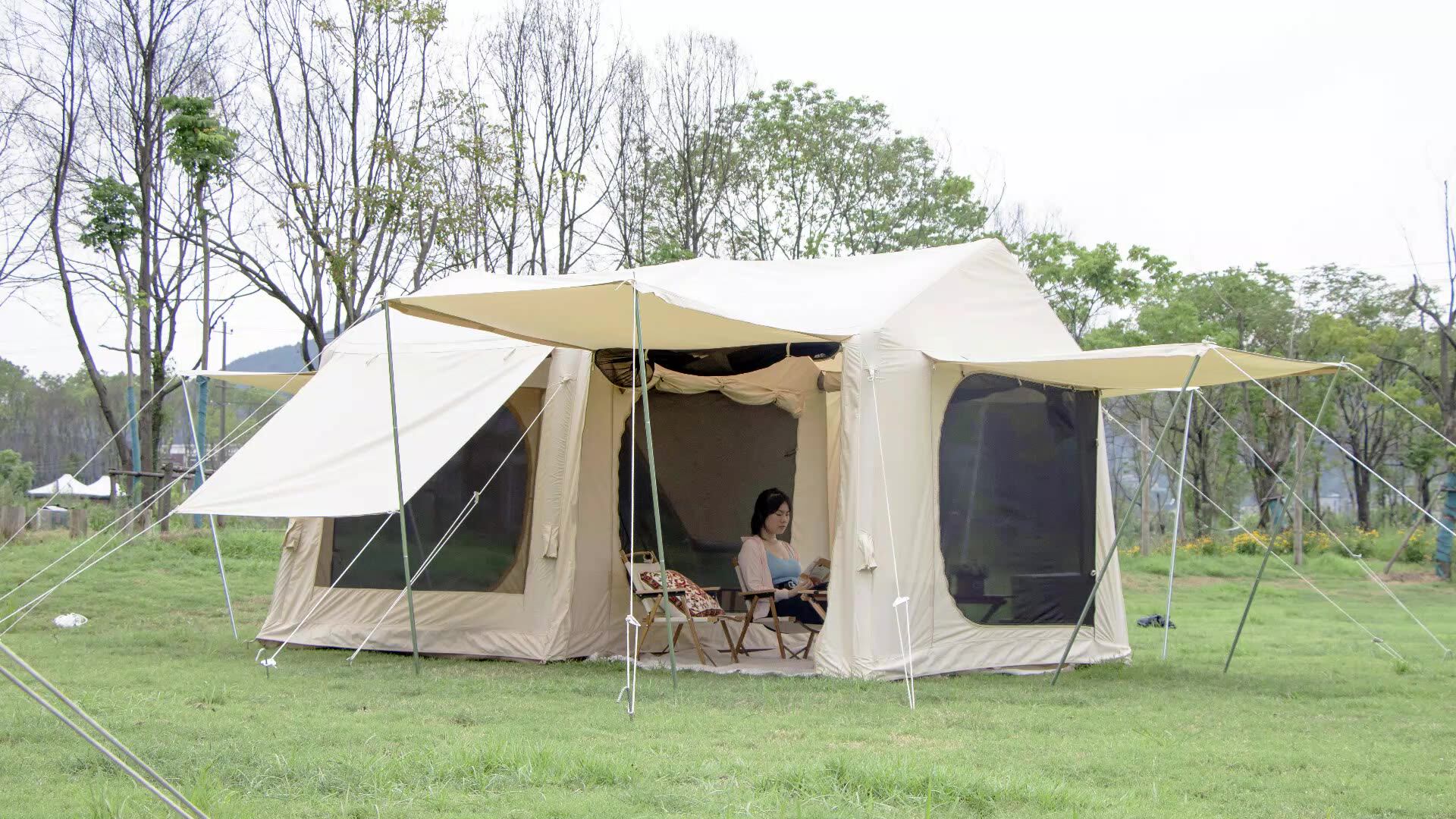 Family Air Inflated Cottage Air Tent Inflatable-cabin-tent Double Doors ...