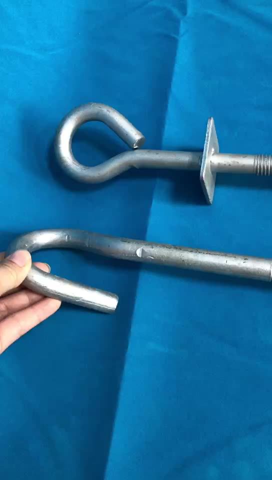 Galvanized Pigtail Eye Bolt Hook Bolt / Pigtail Bolt For Electric Power ...