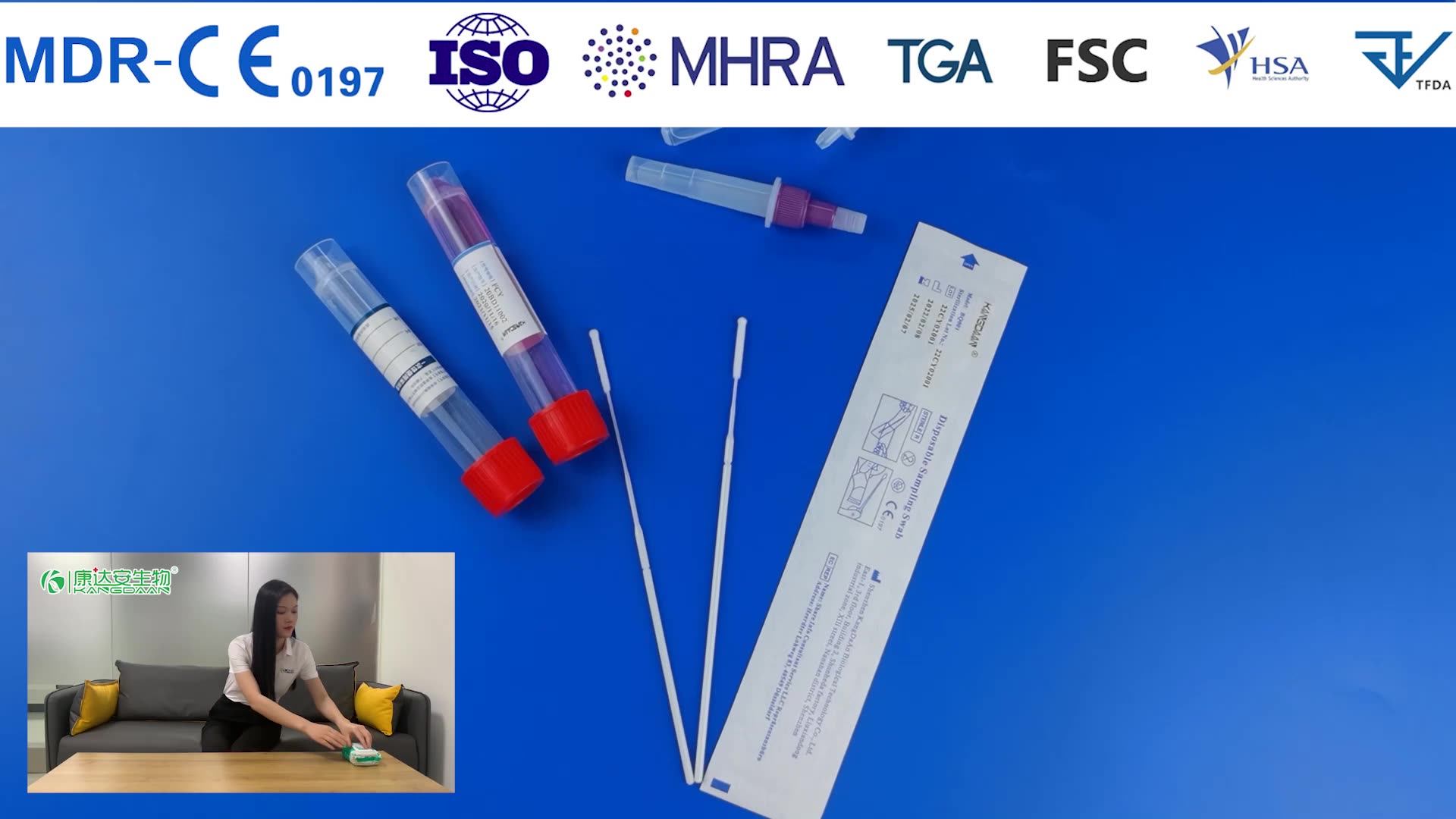 Disposable Medical Nasopharyngeal Flocked Swab Sterile Sample ...
