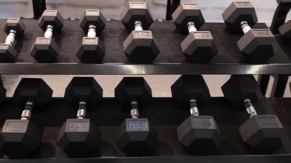 Hot Cheap Wholesale 5-100lb 5lb Increment Rubber Hex Dumbbell Solid ...