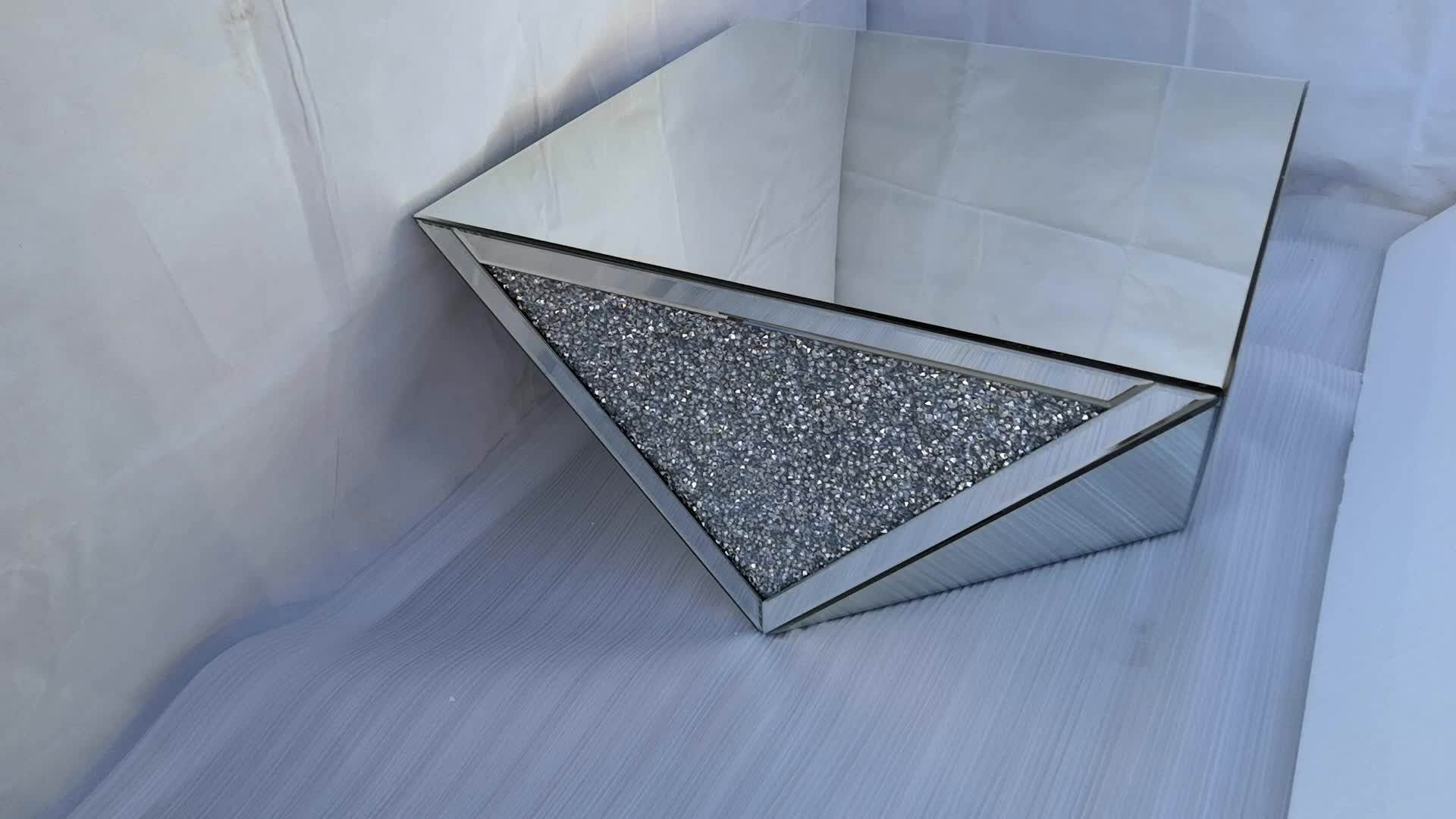 Hot Selling Unique Diamond Shape Mirrors Coffee Table With Crushed ...