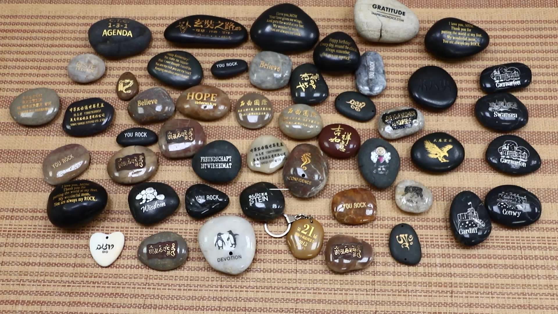 Natural Engraved Semi-precious Stone Letter Pocket Gratitude River Rock ...