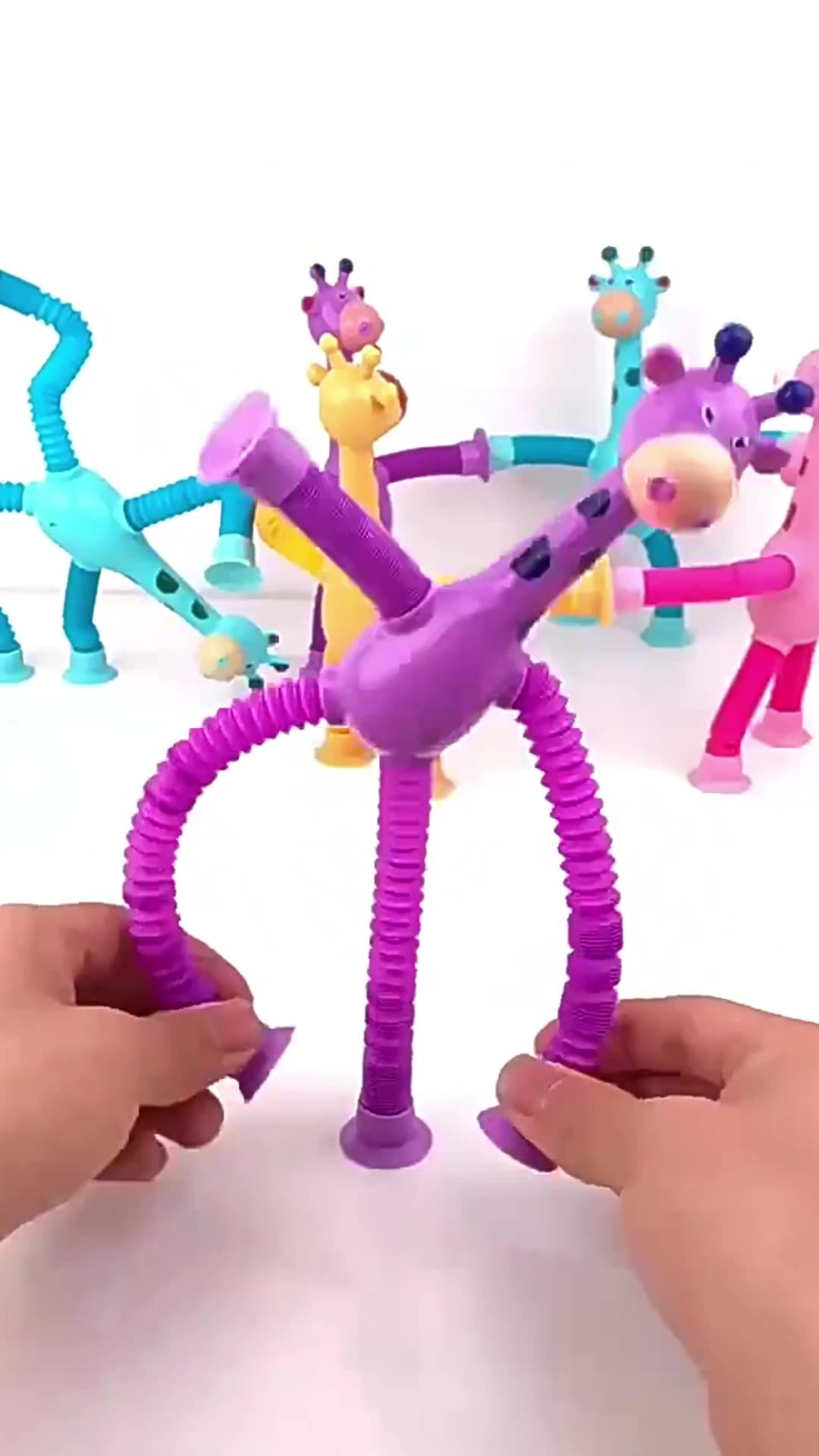 Creative Telescopic Tube Suction Fidget Toy Stretch Giraffe Light Up ...