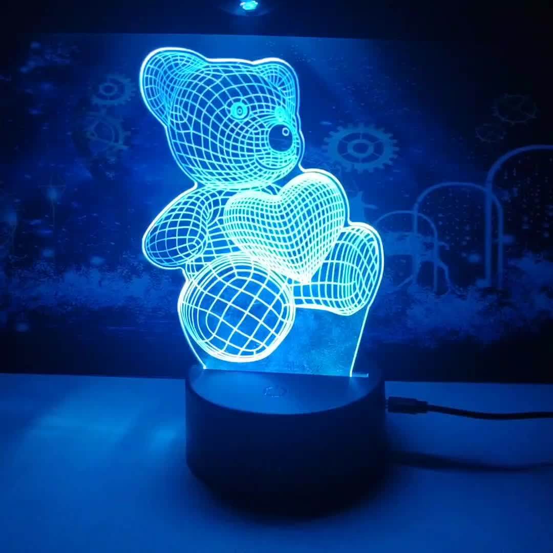 Customized Pattern Bear Lamp 3d Illusion,Holiday Gift,Table Lamp For ...