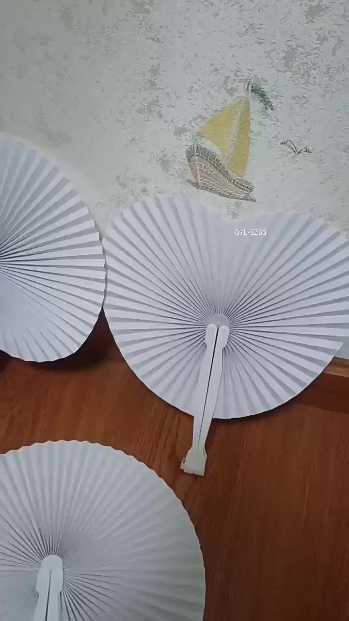 Simple Folding Round Paper Fan Portable Travel Mini Small Round Fan ...