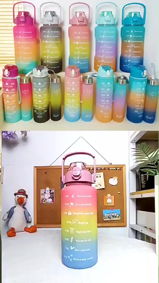 2l 3in1 One Running Drinks Bottles Juego De Botellas De Agua Set 3 Pcs Motivational Hiking ...