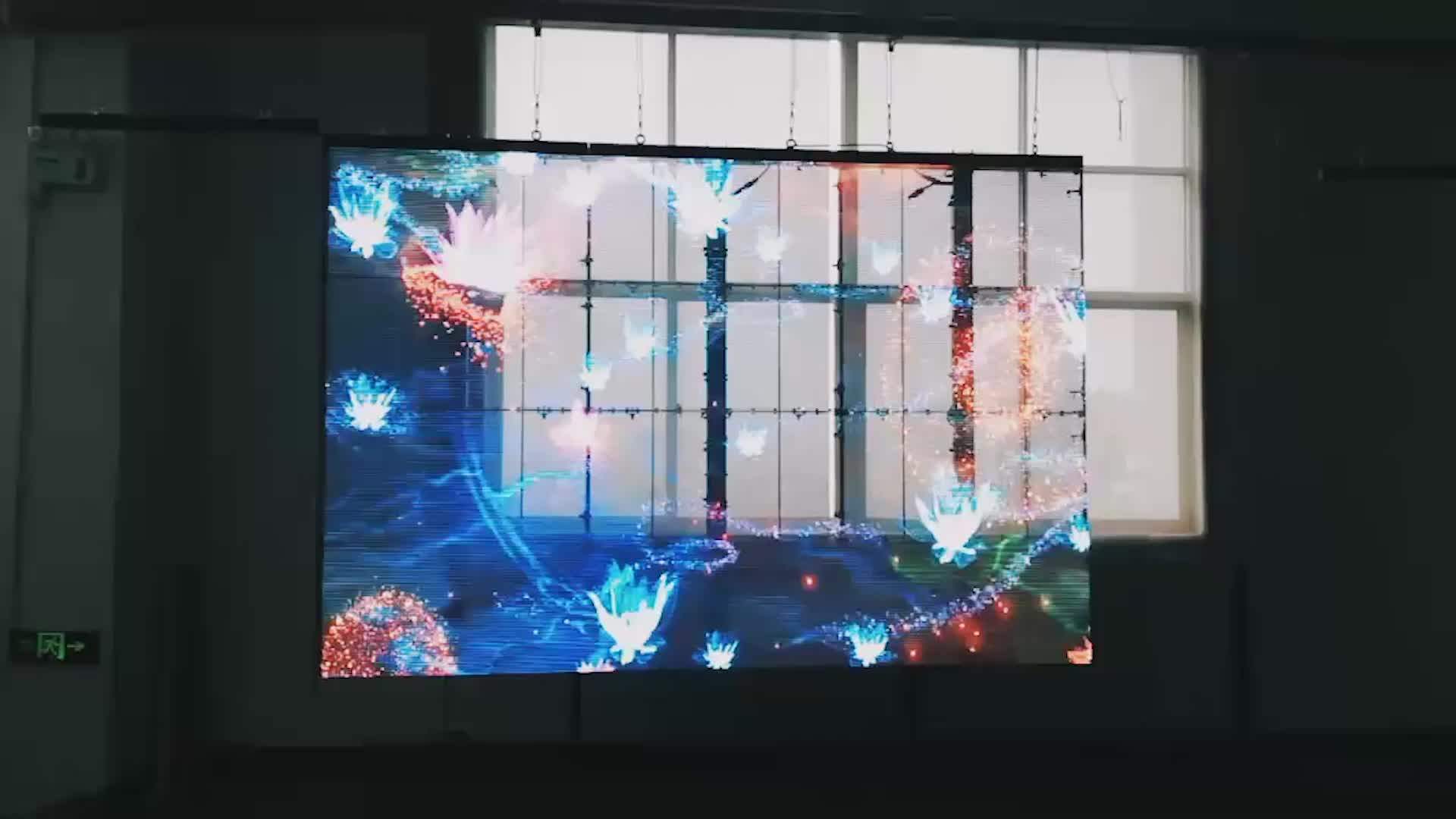 Outdoor Mesh Full Color Rental Led Video Screen Fixed Transparent P7 ...