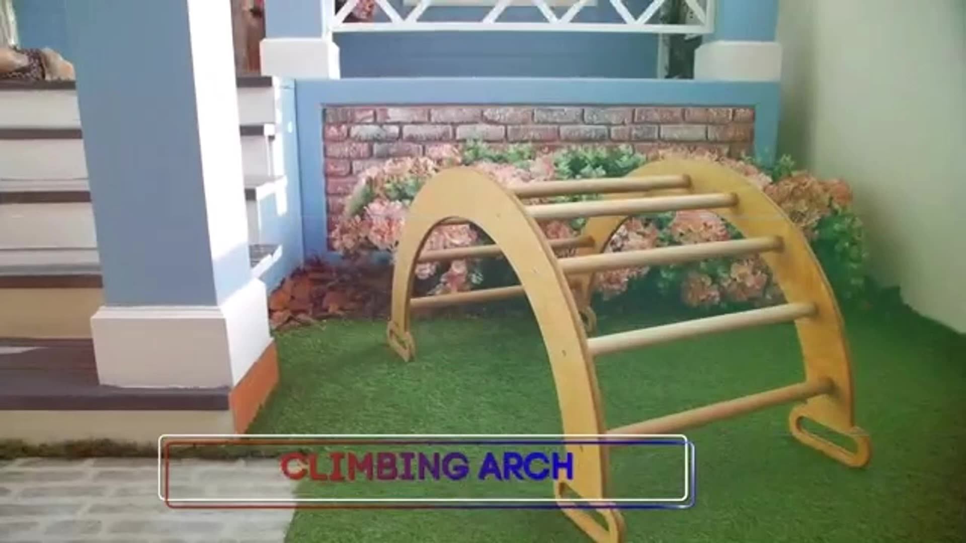 Lm Kids Wooden Climbing Arch Ladder Triangle Climber & Ramp Climbing ...