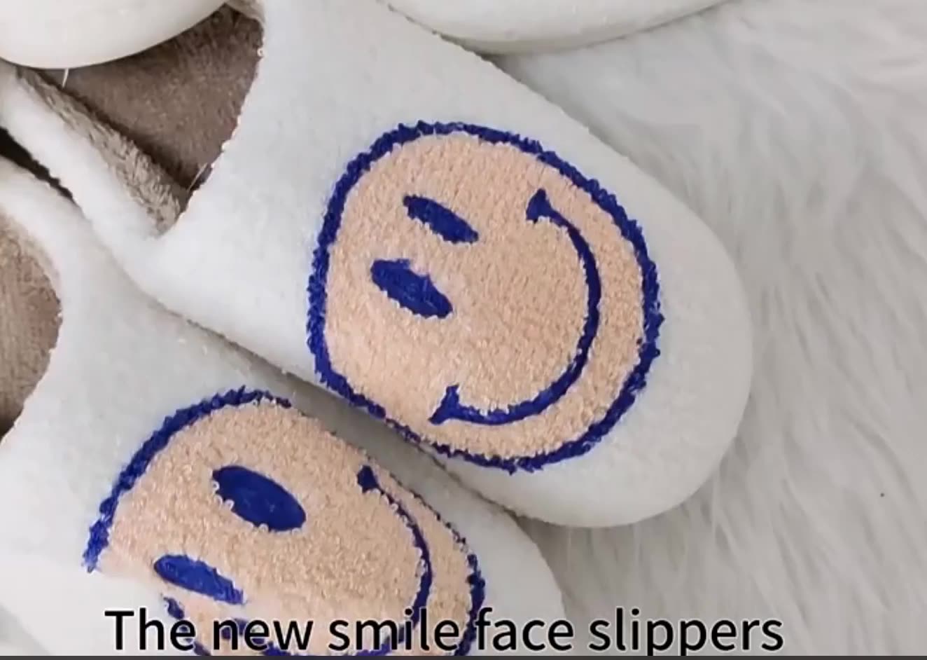Factory Sale Smiley Face Slippers Winter Indoor Slipper Happy Warm Women's House Cute Bedroom ...