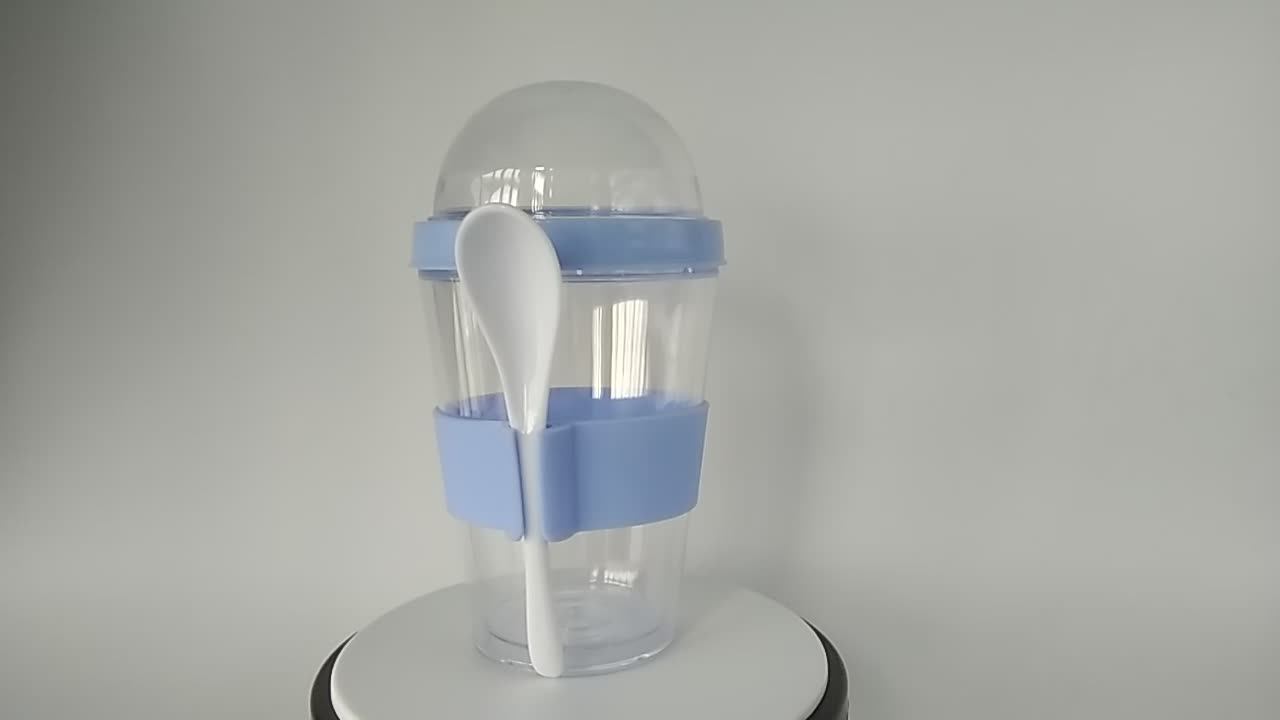 Plastic Breakfast Cereal To Go Cup With Spoon Dome Lid - Buy Cereal Cup ...