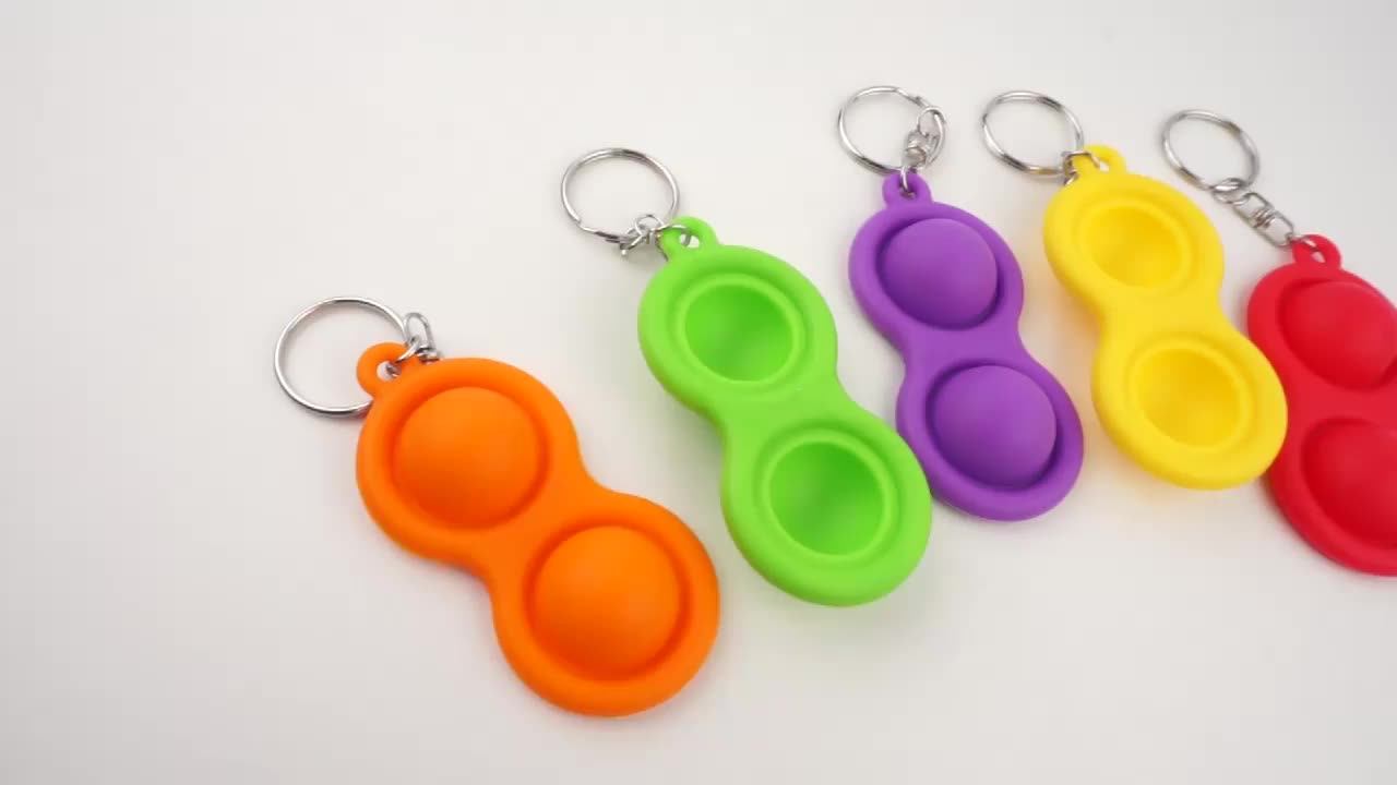 Mini Stress Relief Hand Toys Silicone Push Bubble Keychain Fidget Toy ...