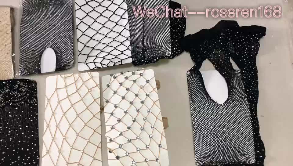 Fashion Crystal Rhinestone Pantyhose Tan Fishnet Dance Stockings Shiny ...