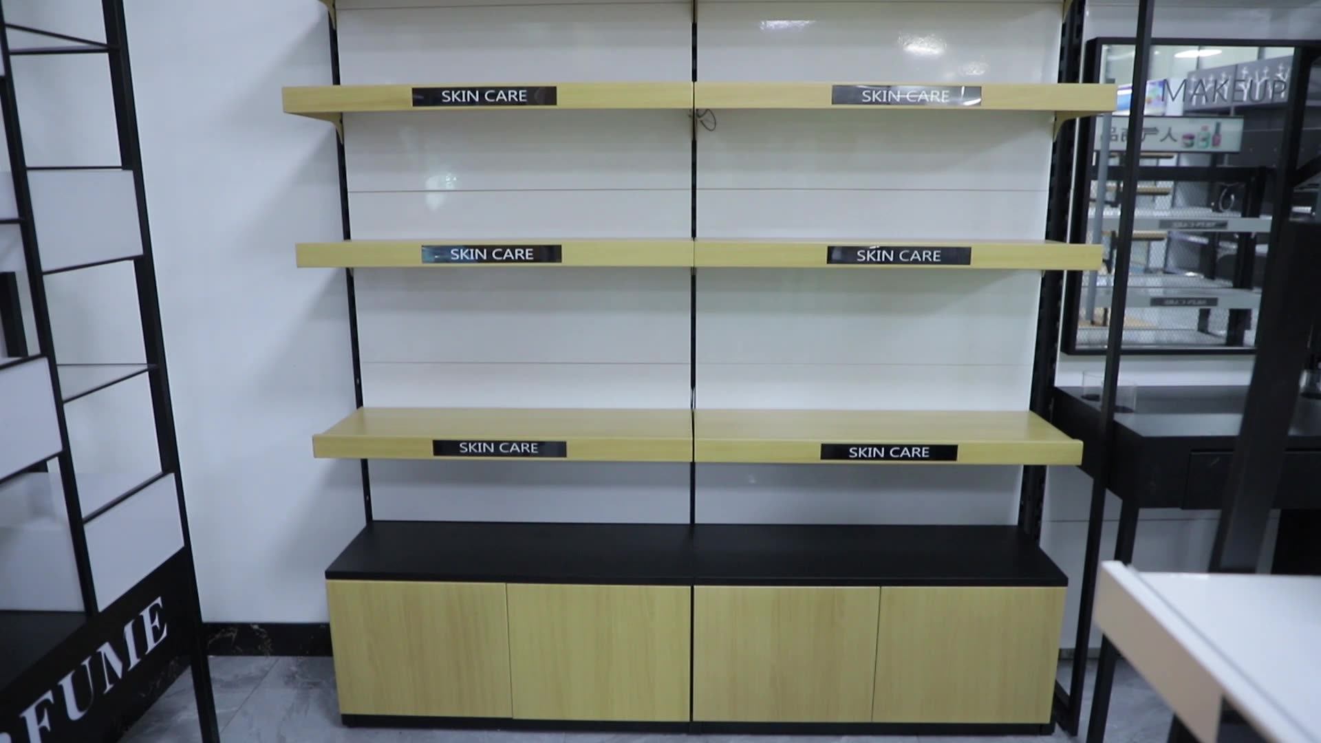 Fashion Design Store Decoration Wall Shelf Display Cabinet Beauty Salon ...