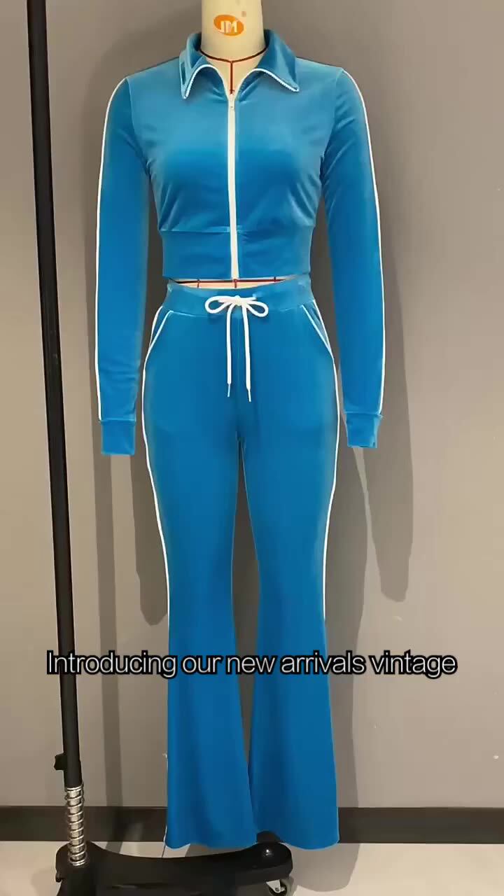 New Arrivals Vintage Women's 2-piece Sweatsuit Custom Velour Velvet ...