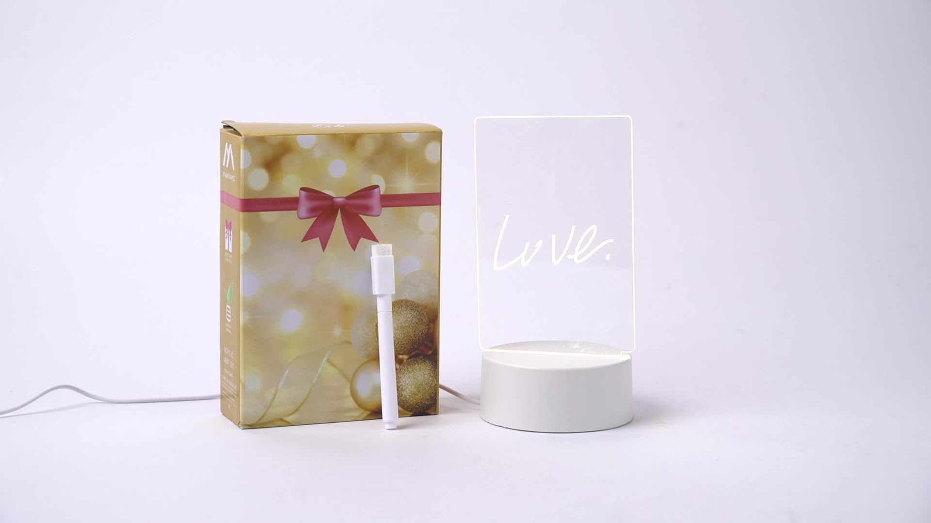 Acrylic Message Board Blank Acrylic Free Writing 3d Night Light Usb ...