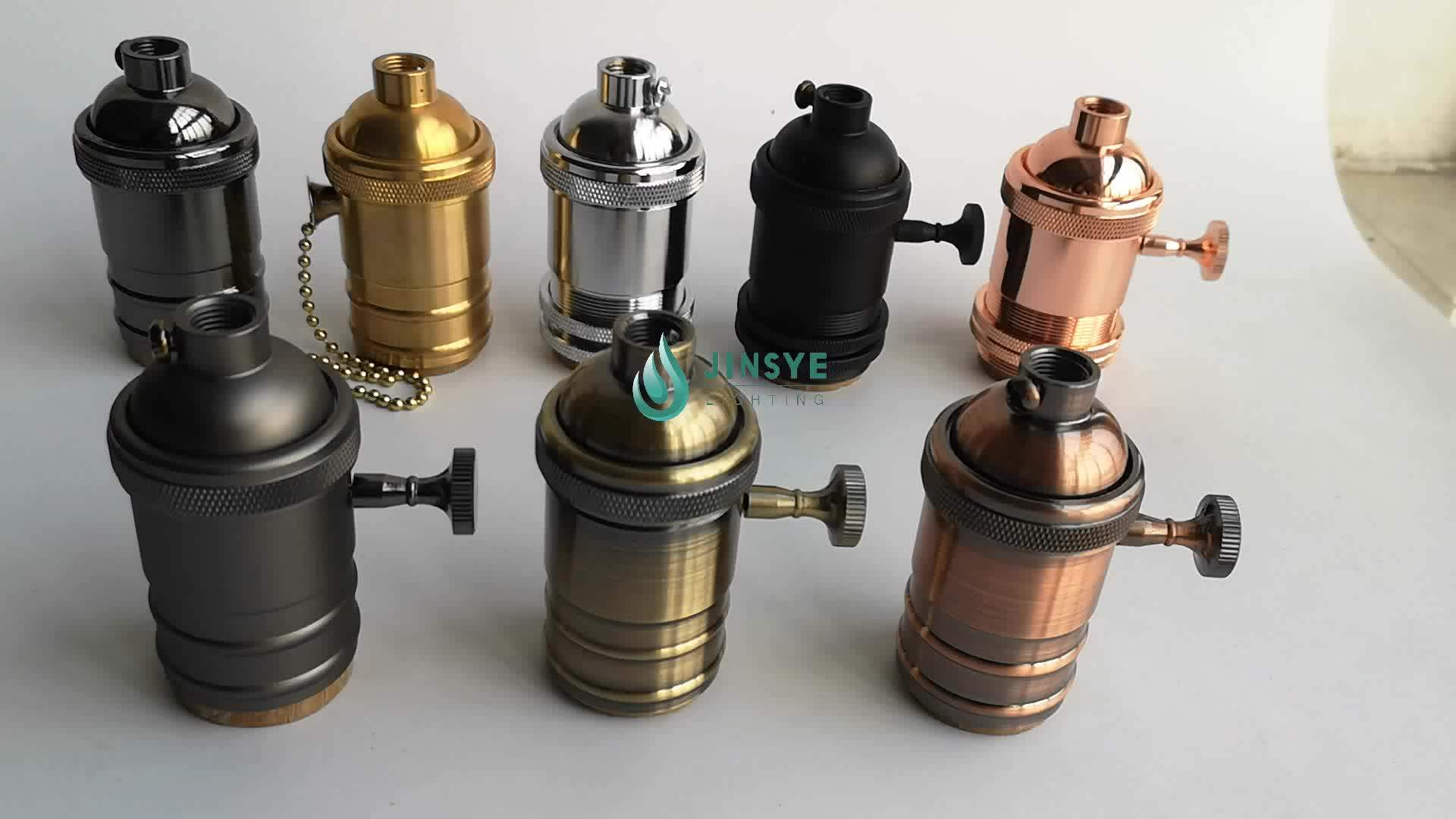 E26 E27 Brass Screw Thread Diy Light Socket Vintage Copper Lamp Holder ...