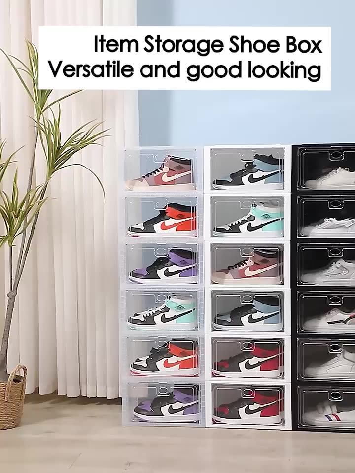 12 Pack Shoe Organizers Shoebox Sneaker Transparent Side Drop Front ...