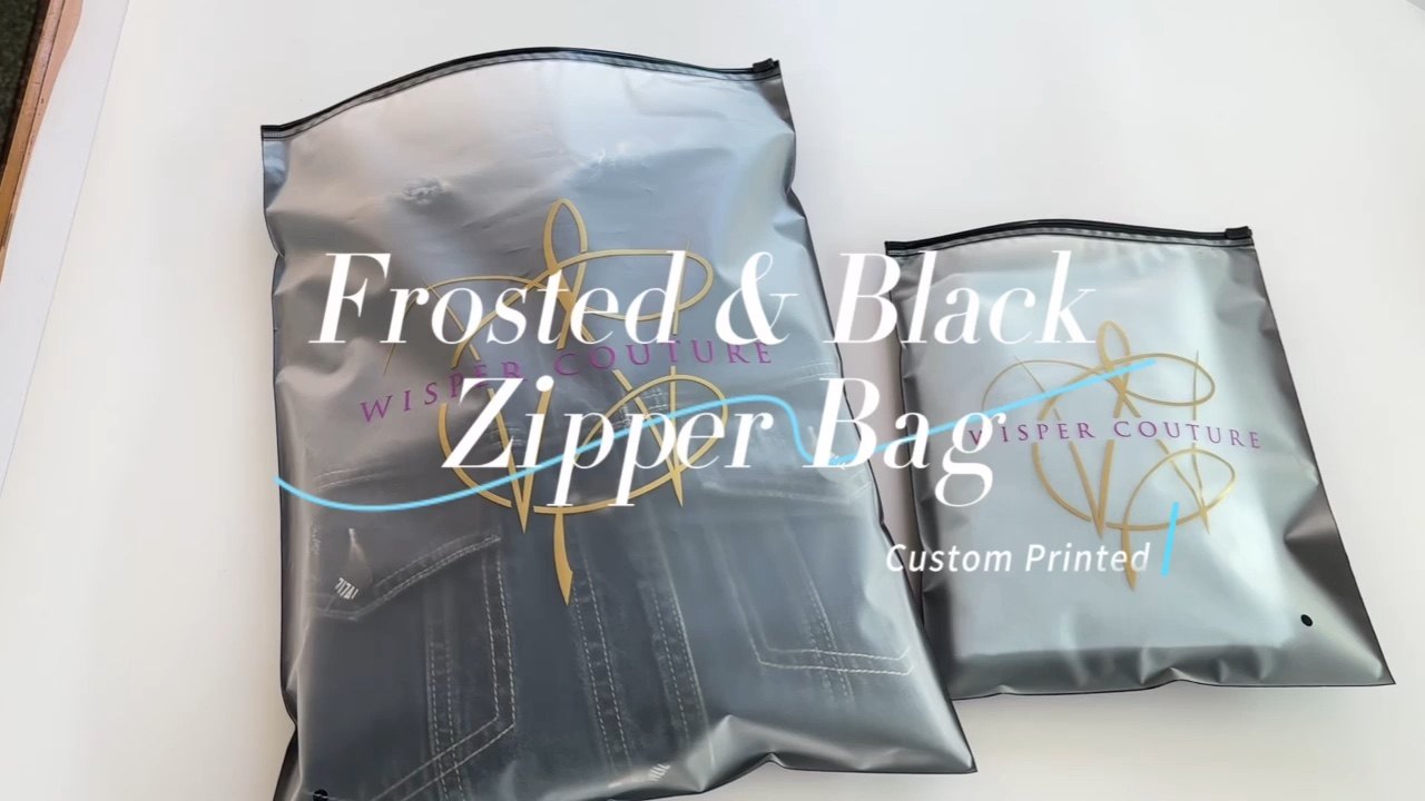 Custom Clothes Packaging Zip Lock Bag Biodegradable Matt Black Frosted ...