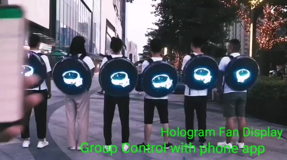 Portable 3d Hologram Backpack Fan 4 Blades Led Walking Billboard Holographic Advertising Display ...