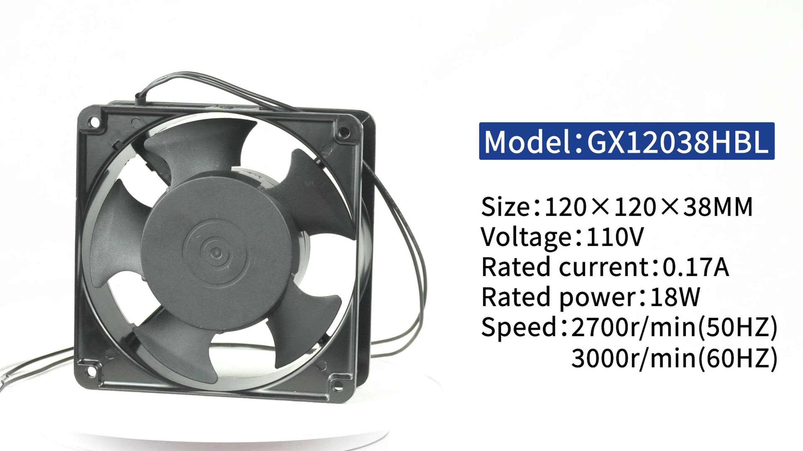 Gx12038hbl 110vac 120v 3000rpm 120x120x38mm Axial Flow Fan 4 Inches High Speed Cooling Radiator ...