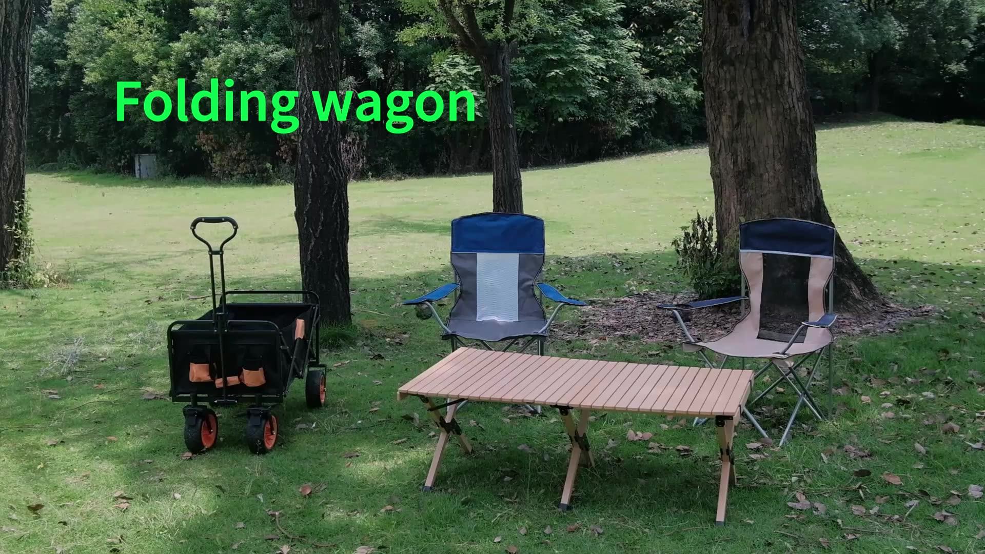 Hitree Wide Wheeled Picnic Camping Folding Trolley Cart Beach Wagon ...