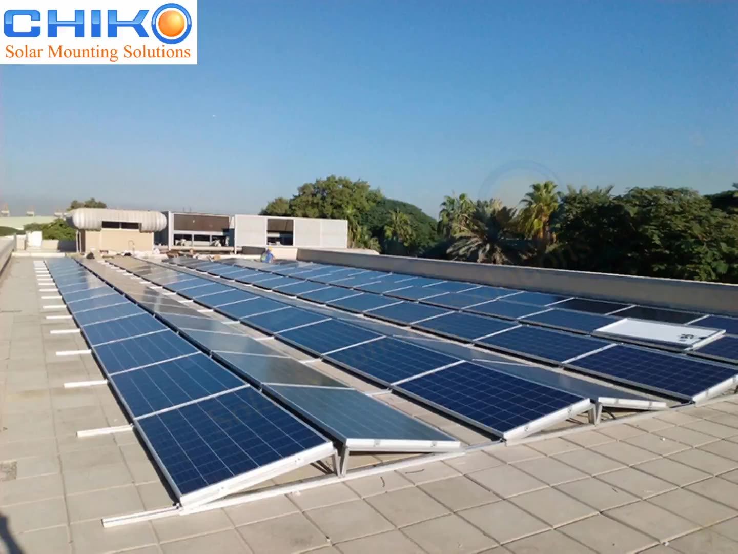 Ballast Racking Flat Roof Solar System 5 Panels Landscape Solar Panel ...