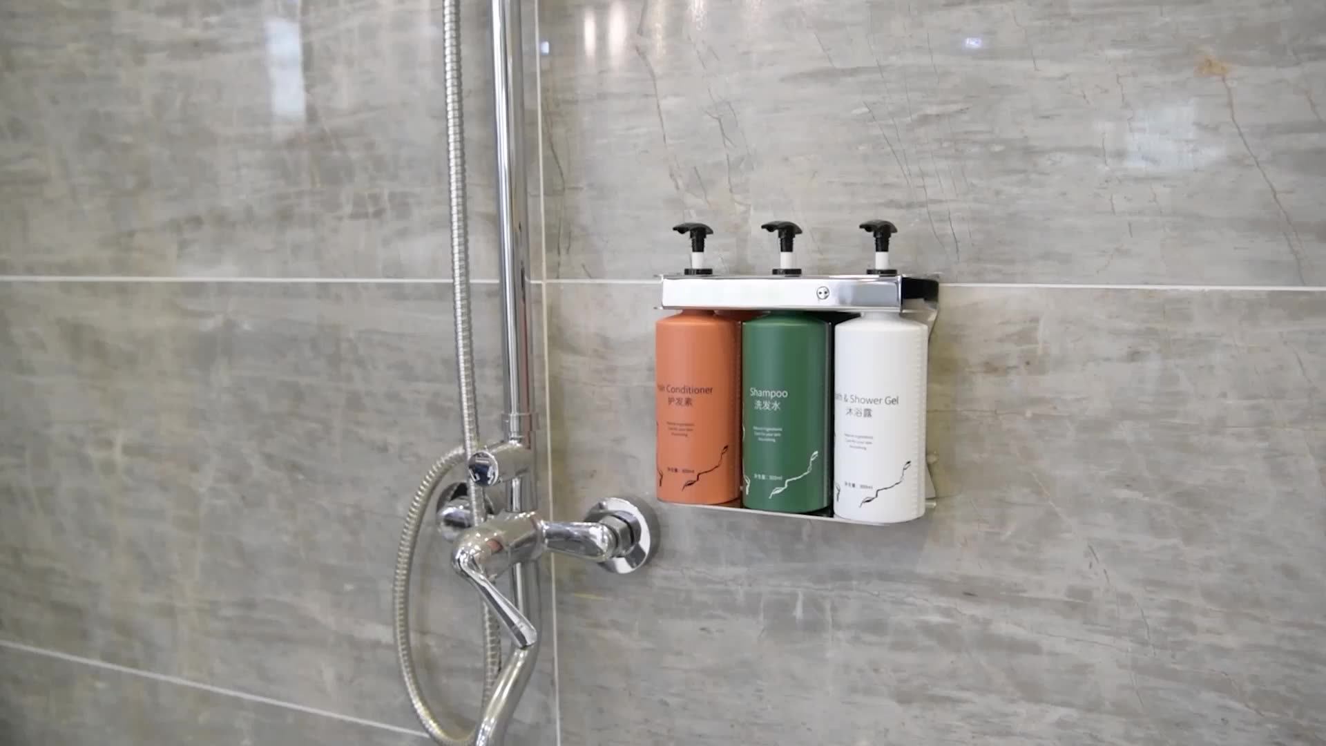 Bathroom Wall Mount Shampoo Holder Dispenser Stainless Steel Lockable ...