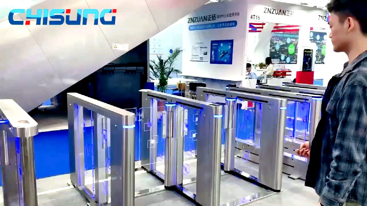 Waterproof Biometric Access Control Swinging Glass Barrier Turnstile ...