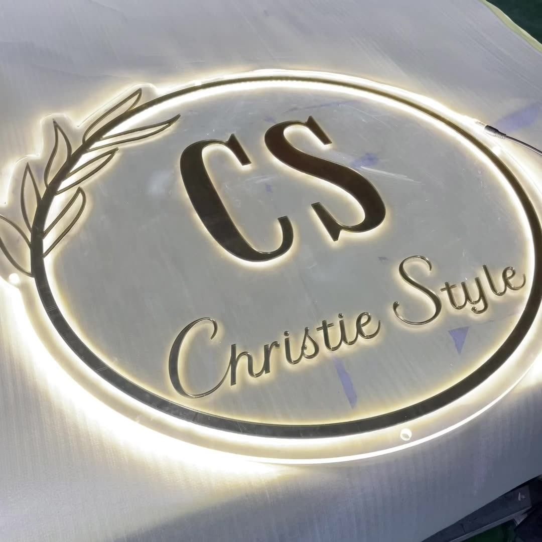 Custom Round Logo Acrylic Backlit Signs For Business,Office Sign And ...