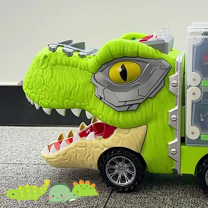 Dinosaur Truck Toy With Music And Flashing Lights For Kids Transport ...