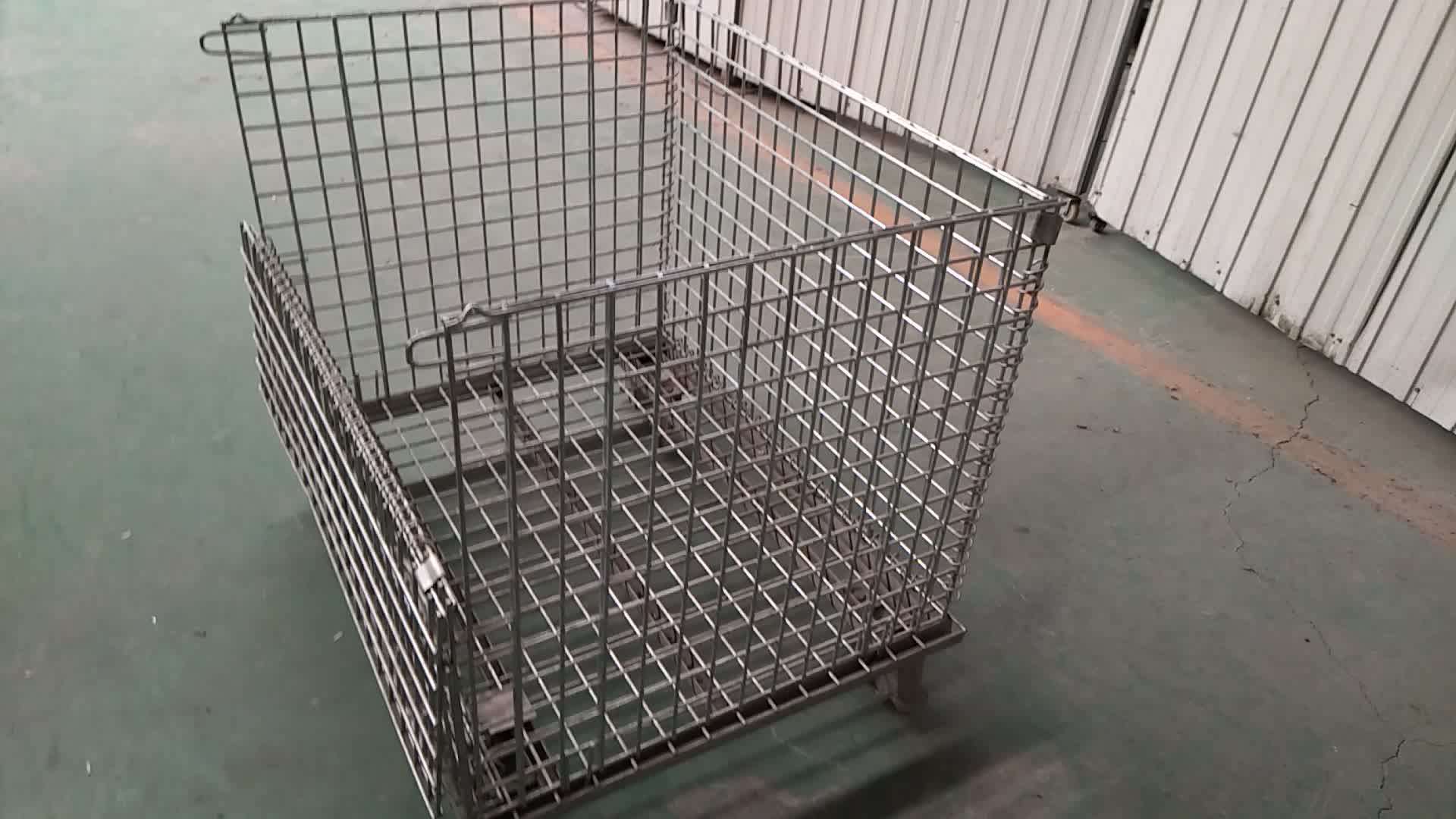 Wire Container Cage Stacking Net Cage Stainless Steel Folding Metal ...