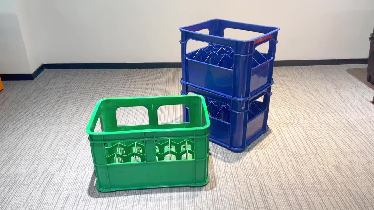Customized Mesh Plastic Package Crate Glass Wine Juice Bottle Crate ...