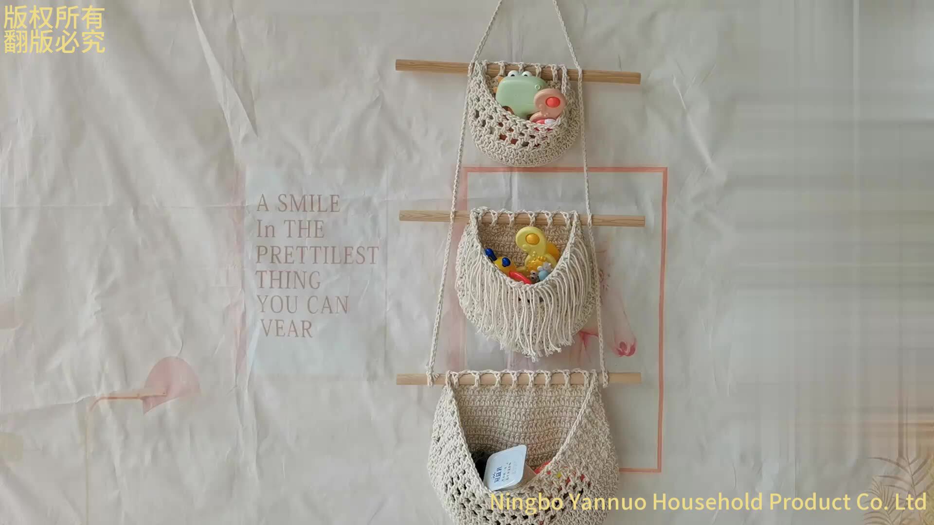 Handmade Boho Woven Decor Wall Hanging Fruit Baskets Over Door ...